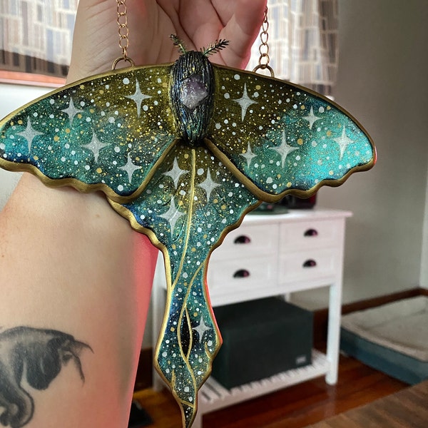 Handmade Celestial Moth Wall Decor: Cosmic Witch Clay Art | Astral ...