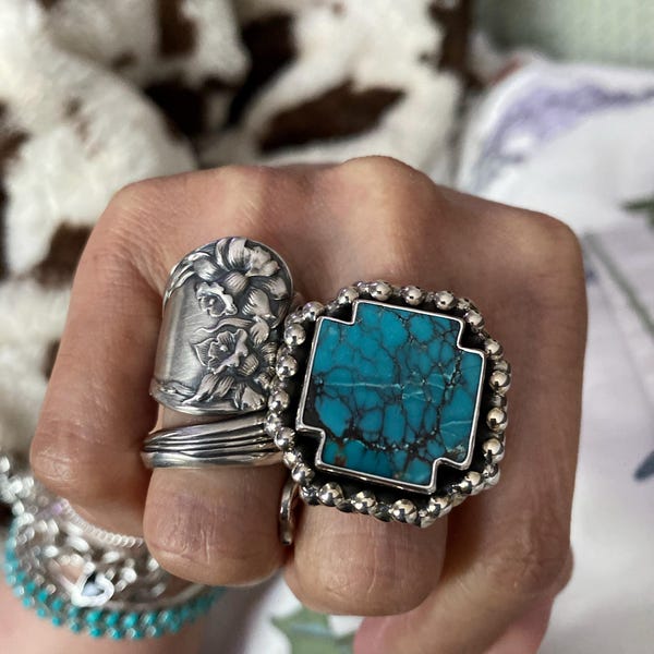 Elegant Wildflower Ring, Antique Sterling Silver Bloom Ring, Wedding ...