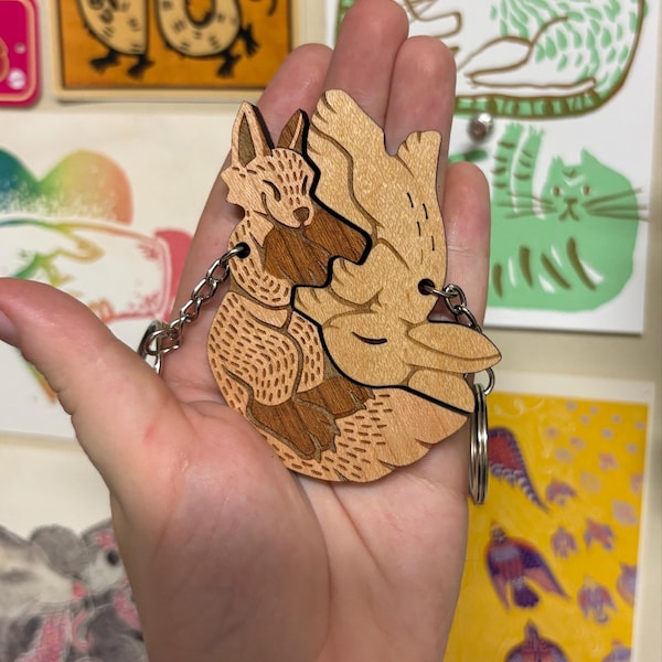 Interlocking Fox and Rabbit Couple Keychains - Friendship or ...