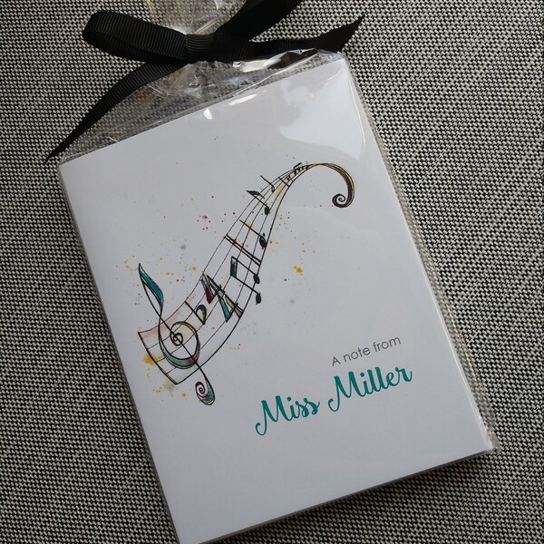 Personalized Music Note Cards - Treble Clef, Music Notes, Music Teacher ...
