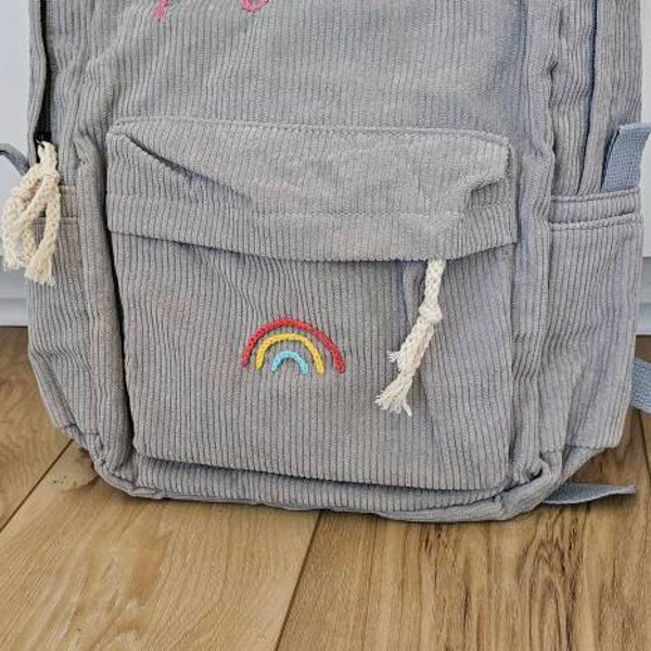 Custom Corduroy Backpack: Personalized Embroidered School Bag for Kids ...