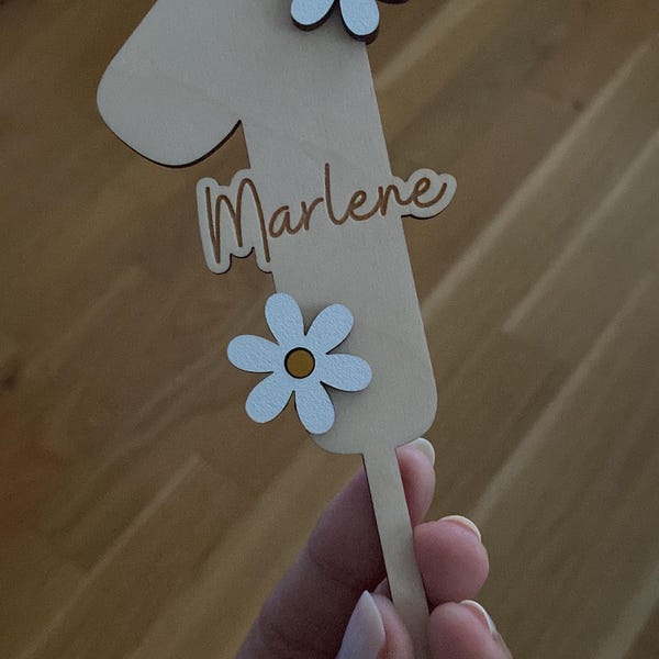Personalized Daisy Number Cake Topper, Baby First Birthday, Custom Name ...