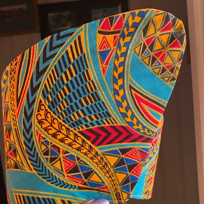 Ankara African Print Headdress Crown With Metallic Detail. Red & Gold ...