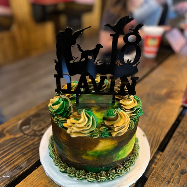 Duck Hunter Cake Topper, Hunting Topper, Duck Hunter With Labrador Dog ...