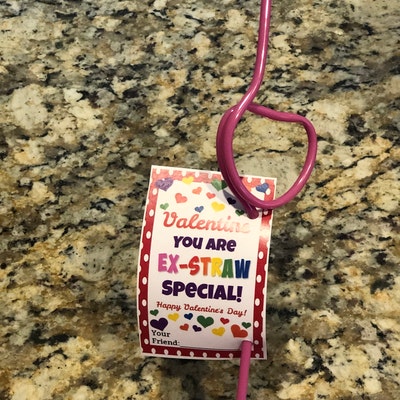 Ex-straw Special Valentine's Day Printable Tag Crazy Straw Instant ...