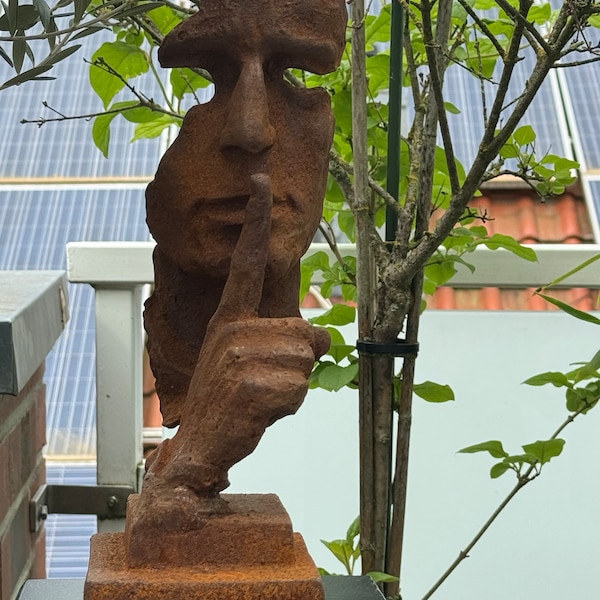 Sculpture "silence" | Cast-iron Face | Bust of Man | Garden Sculpture ...