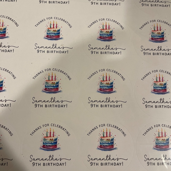 Birthday Party Favor Stickers, Happy Birthday Labels, Custom Birthday ...