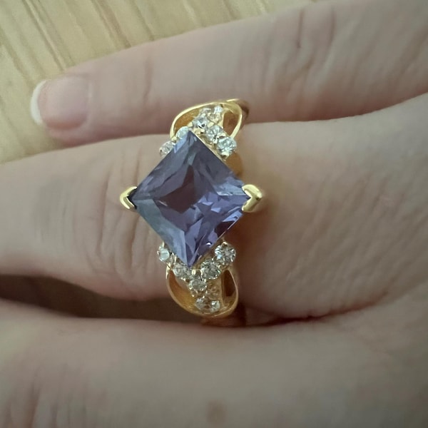 Antique Aquamarine and Moissanite Engagement Ring 925 Sterling Silver ...