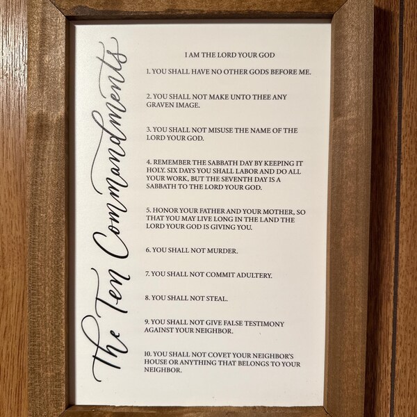 The Ten Commandments Sign, Bible Verse Sign, Scripture Sign, Wood ...