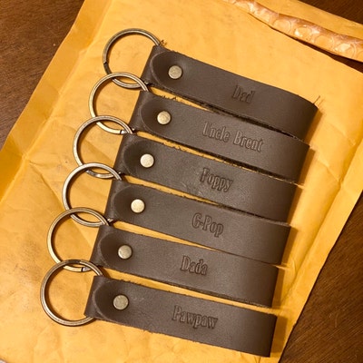 Personalized Leather Keychain, Monogrammed Leather Key Chain, Custom ...