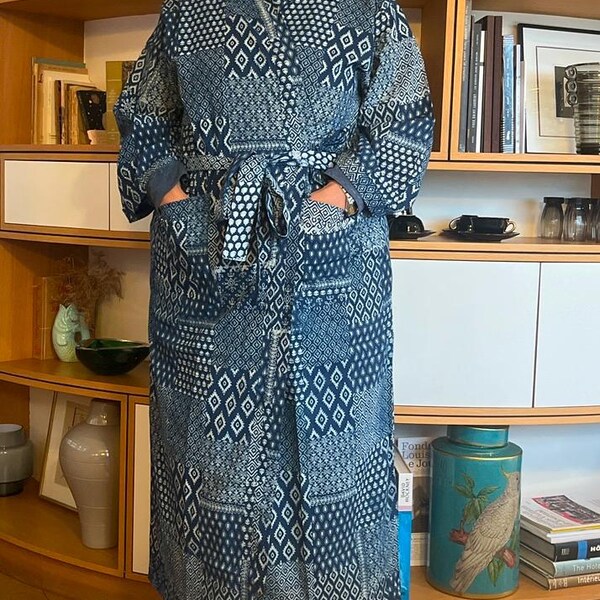 Block Print Robes Cotton Kimono Robe Kimono Robes Dressing Gown Women's ...