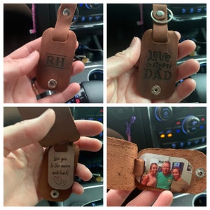 Photo Keychain, Leather Dad Key Chain, Photo Gift for Dad, Custom Photo ...