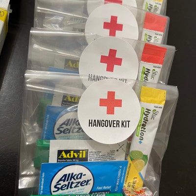 Hangover Kit Sticker Round Circle Survival Recovery Bachelorette Party ...