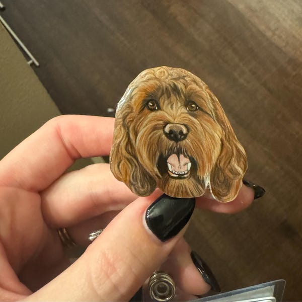 Personalized Handdrawn Pet Badge Reel - Etsy