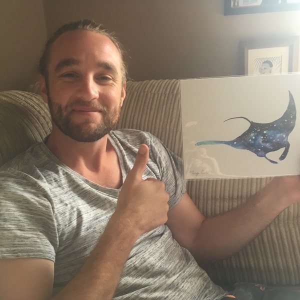 Cosmic Manta Ray Art Print, Watercolor 8x10 - Etsy