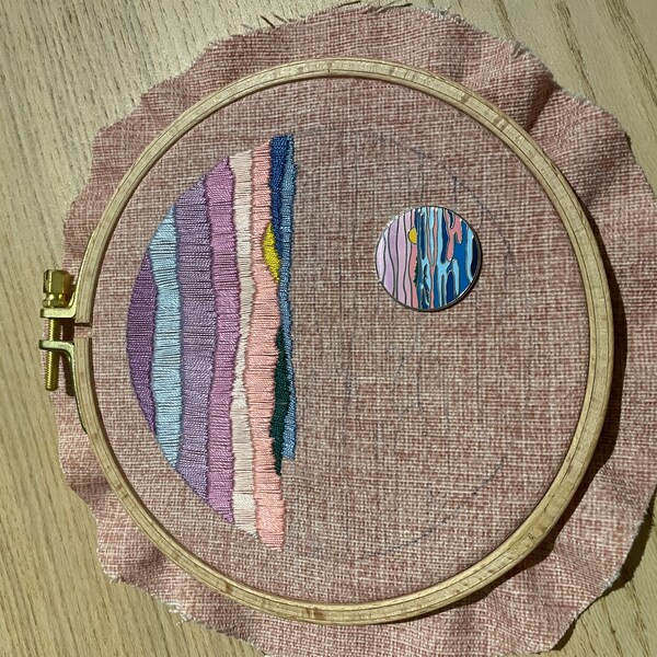 Sunset Ocean Scene Embroidery Pattern Satin Stitch Digital Pattern for ...