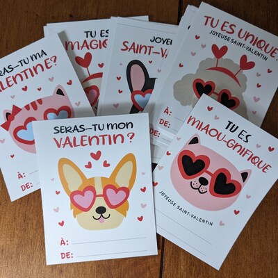 French Valentine's Day Printable Coloring Cards, Kids Valentines Cards ...