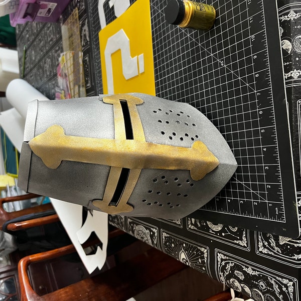 DIY Great Helmet Eva Foam Crusader Medieval Template Pattern Blueprint ...