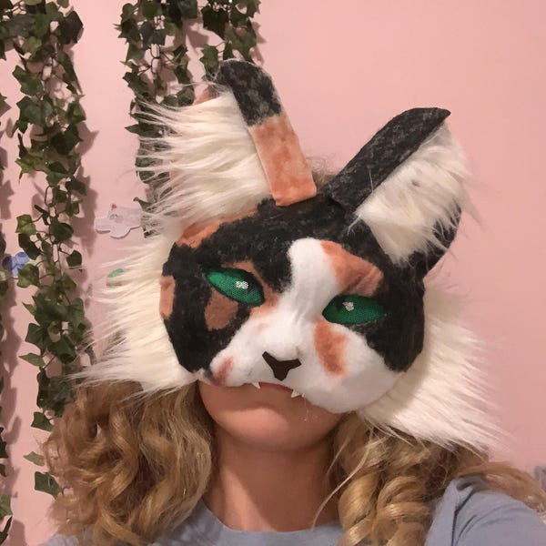 Felted Therian Mask Cat Mask Kids Dress up Costume/cosplay Black/orange ...