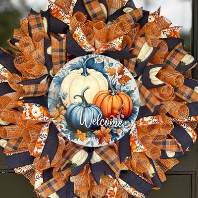 Round Fall Wreath Sign, Fall Wreath Sign, Personalize It by Pam, Signs ...
