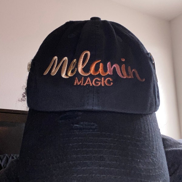 Melanin Magic Distressed Baseball Cap. Black Color Unisex Dad Hat. - Etsy