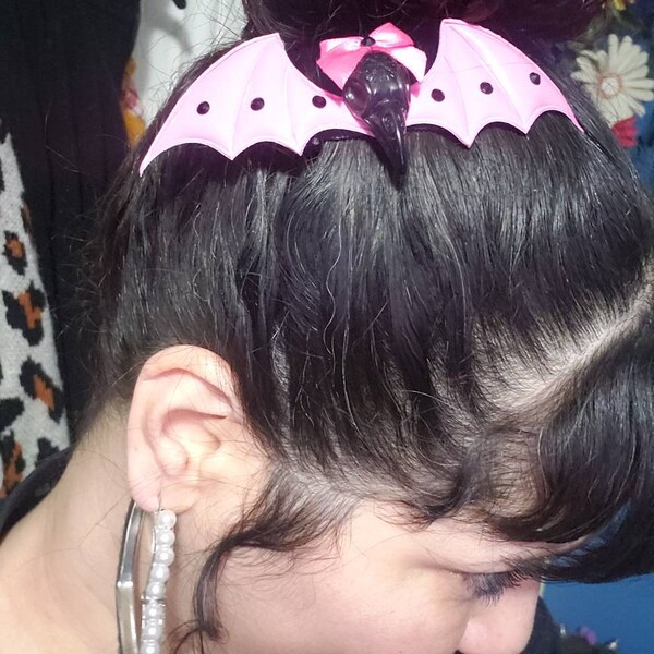 Bat Wing Bird Skull Rhinestone Hair Clips - Goth - Halloween - Bats ...