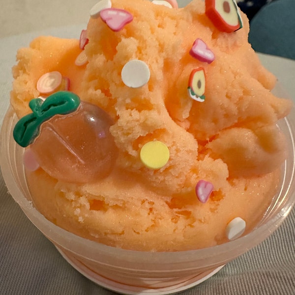 Peach Cream Cloud Slime Fluffy Drizzly Slime Sweet Peach Scented Slime ...