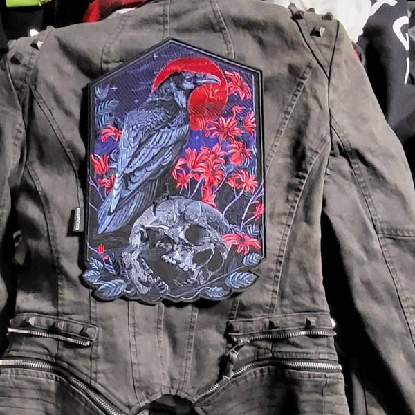 Raven Patch, Crow Patch, Back Patch, Embroidered Patches, Goth ...