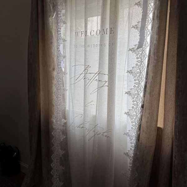 Welcome Fabric Sign, Sheer Sign, Fabric Sign, Wedding Veil, Fabric Sign ...
