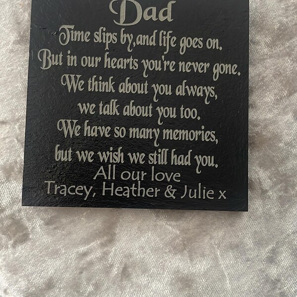 Personalised Mum Memorial Plaque Poem Dad Remembrance Slate Son Grave ...