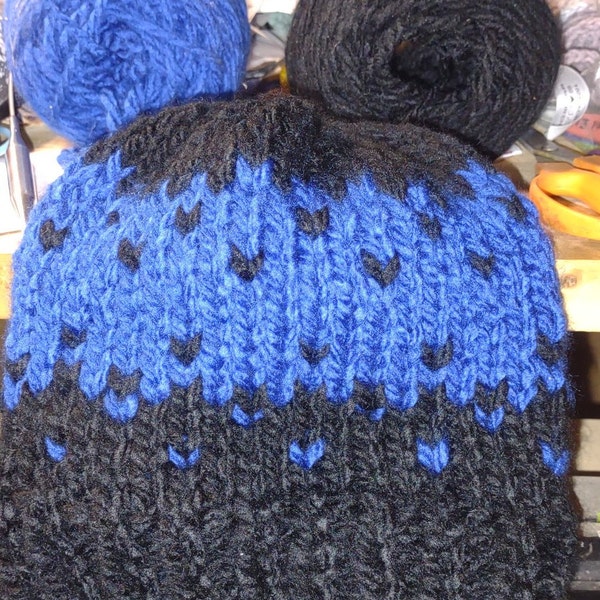 KNITTING PATTERN Easy Beginner Colorwork Beanie Super Bulky Fairisle ...