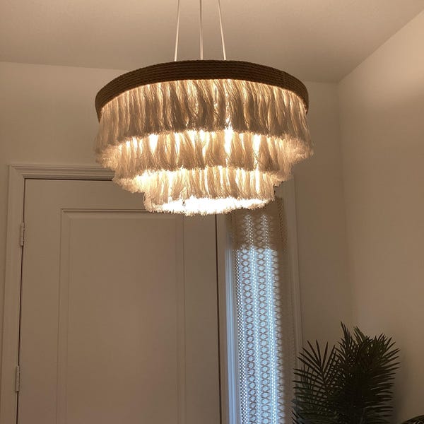 Boho Light Fixture, Fringe Chandelier, Bedroom Pendant Light, Boho ...
