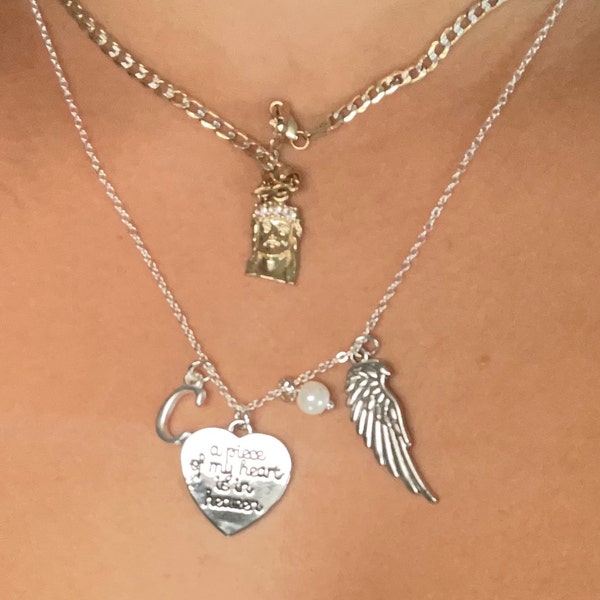 Memorial Necklace A Peace of My Heart is in Heaven Personalized ...