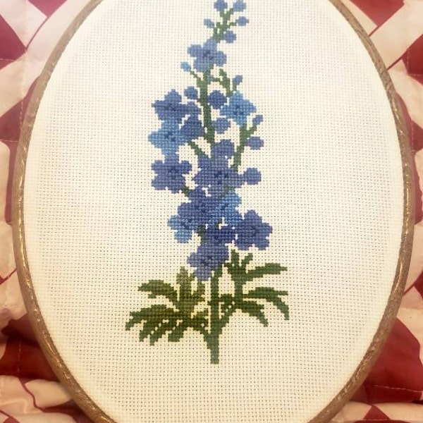 Larkspur Cross Stitch Pattern, July Birth Flower (PDF Pattern) - Etsy