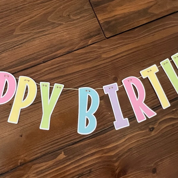 Pastel Rainbow Happy Birthday Banner - Custom Pastel Rainbow Birthday ...