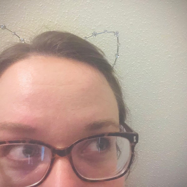Handmade Crystal Cat Ear Tiara - Cat Ear Headband - Cat Ears Head Band ...