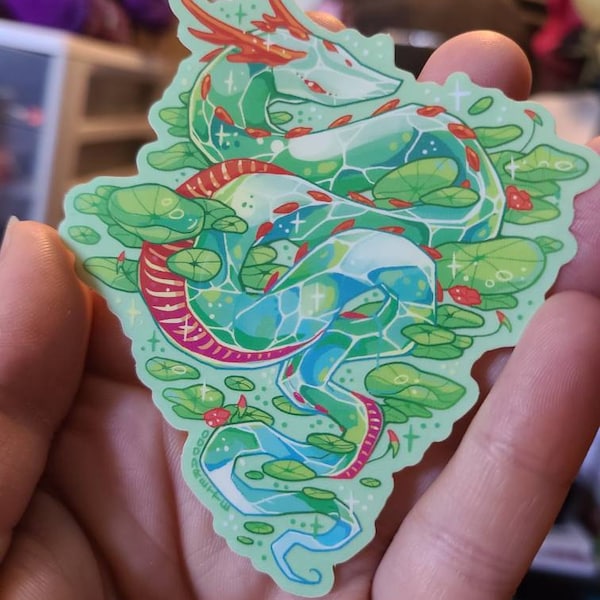 Water Dragon Sticker - Transparent Stickers - Vinyl - Waterproof ...