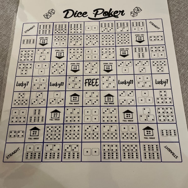 Poker Dice Game Sheet: SVG PDF Template for Laser Cutting (digital ...