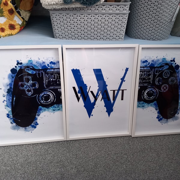 Gaming Print, Gamer Gift, Set of 3, Gaming Prints Personalised, Games ...