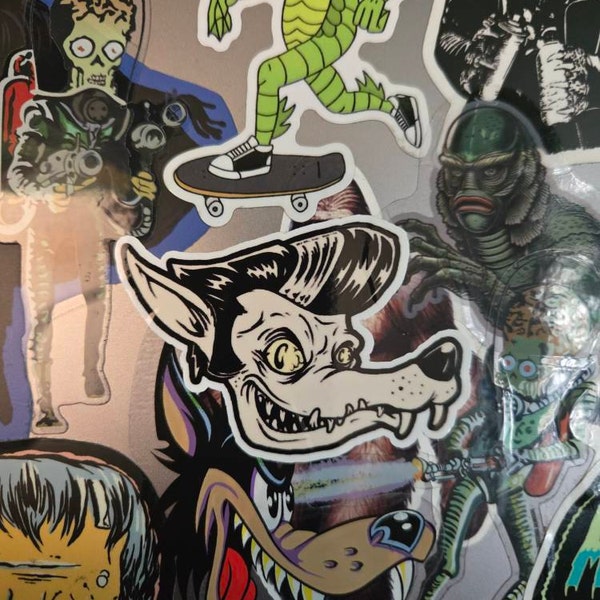 Rockabilly Big Bad Wolf Vinyl Sticker, Horror Punk Decal, Psychobilly ...