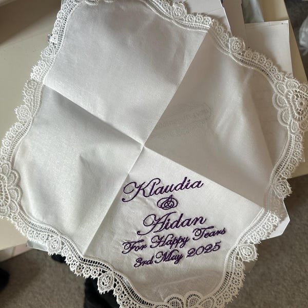 Personalized Name Handkerchief / Wedding Handkerchief / Grandad / Dad ...