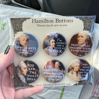 Hamilton Pinback Button Set Pins Badges Broadway Show Musical ...