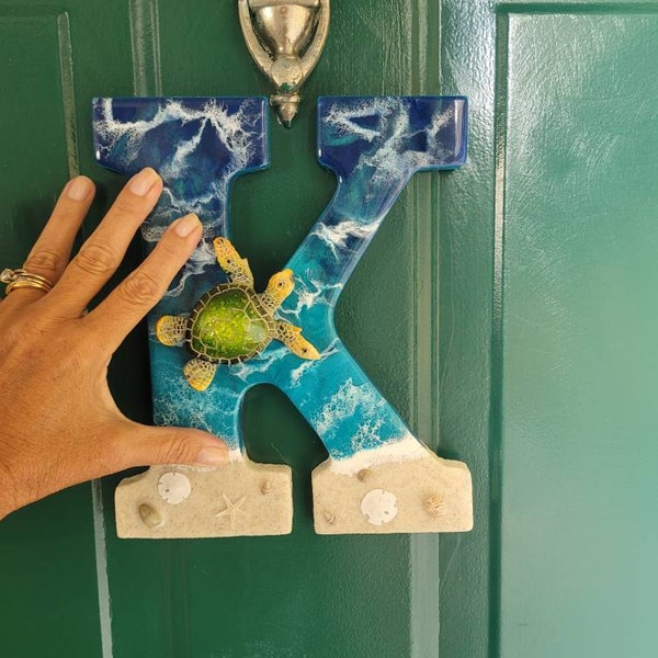 Personalized Beach Theme Letter for Wall | Seaturtle Gift | Coastal ...