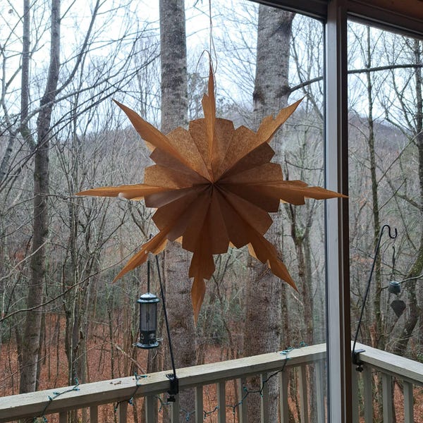 Kraft Paper Star Snowflakes Set of 5/handmade, Paper Ornament/paper Bag ...