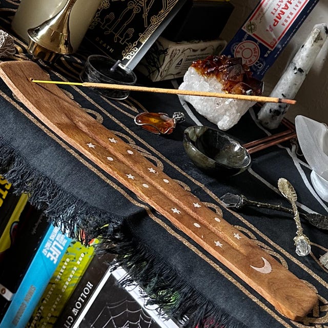 Moon and Stars Incense Burner - White Inlay Stars & Moon Moon and Stars Incense Burner - White Inlay Stars & Moon