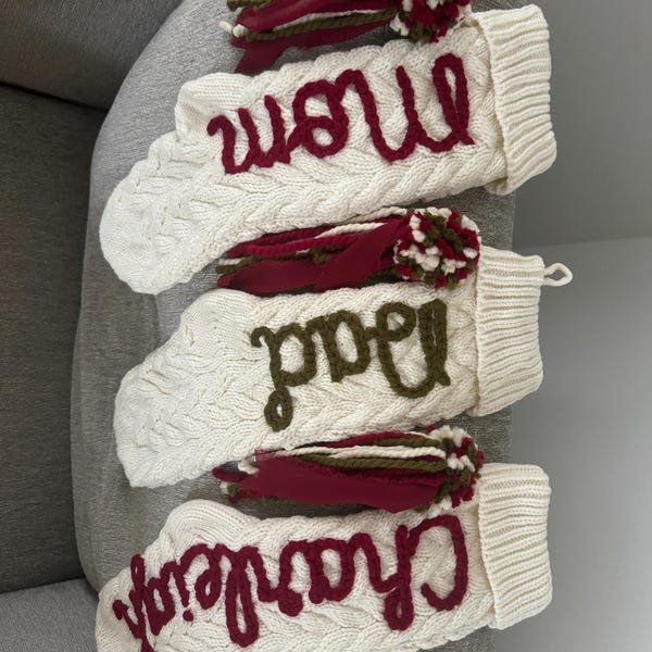 Hand-embroidered 18” Personalized Knit Christmas Stocking With Name ...