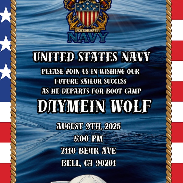 Navy Boot Camp Send-off Invitation: Sailor Theme (digital Download ...