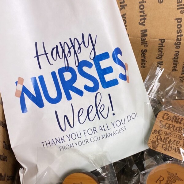Nurses Week Treat Bags LINED - Candy Bags, Donut Bags, Cookie Bag ...