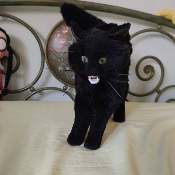 Plush Black Scary Cat Halloween Decor - Etsy