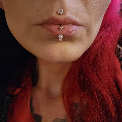 16g Teardrop Medusa Ring Lippy Loop Labret Surgical Steel Lip Ring ...